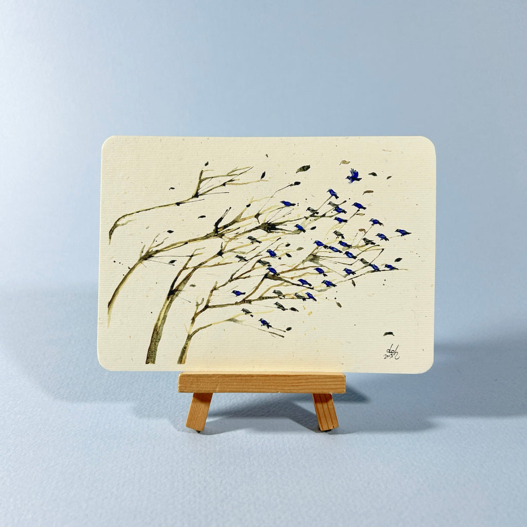 Postkarte >Blaue Vögel" – Marta & Paul