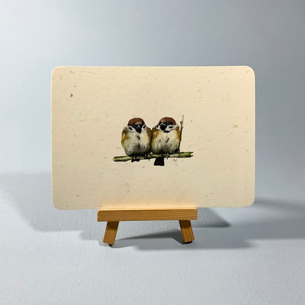 Postkarte >Spatzenpaar
